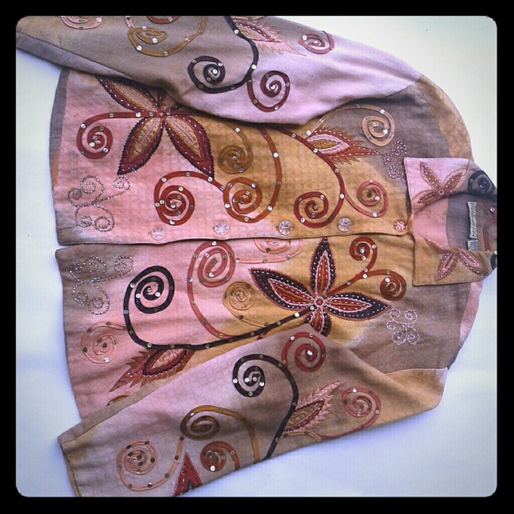 PushPa | Jackets & Coats | Vintage Embellished Multi Tone Color Blazer ...
